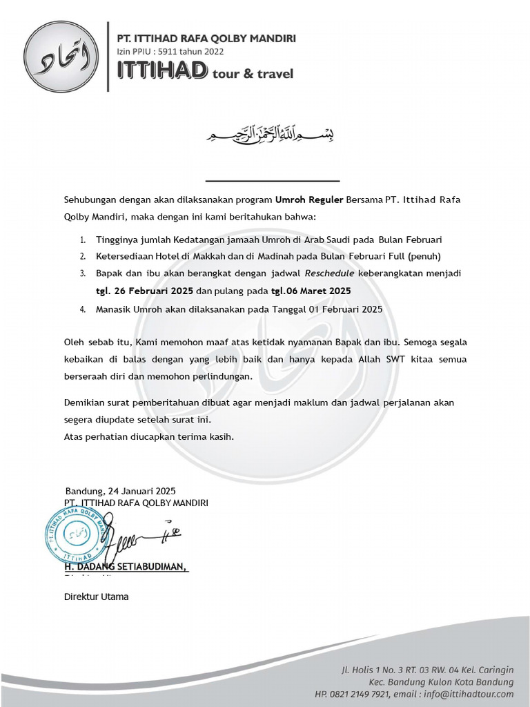 Surat Pemberitahuan Umroh | PDF
