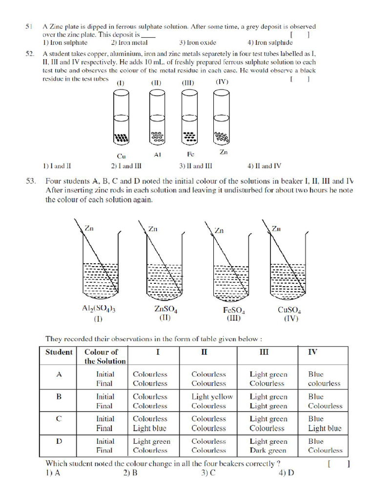 Chemical Reaction and Equations Class Test 2 09.04.2019 | PDF