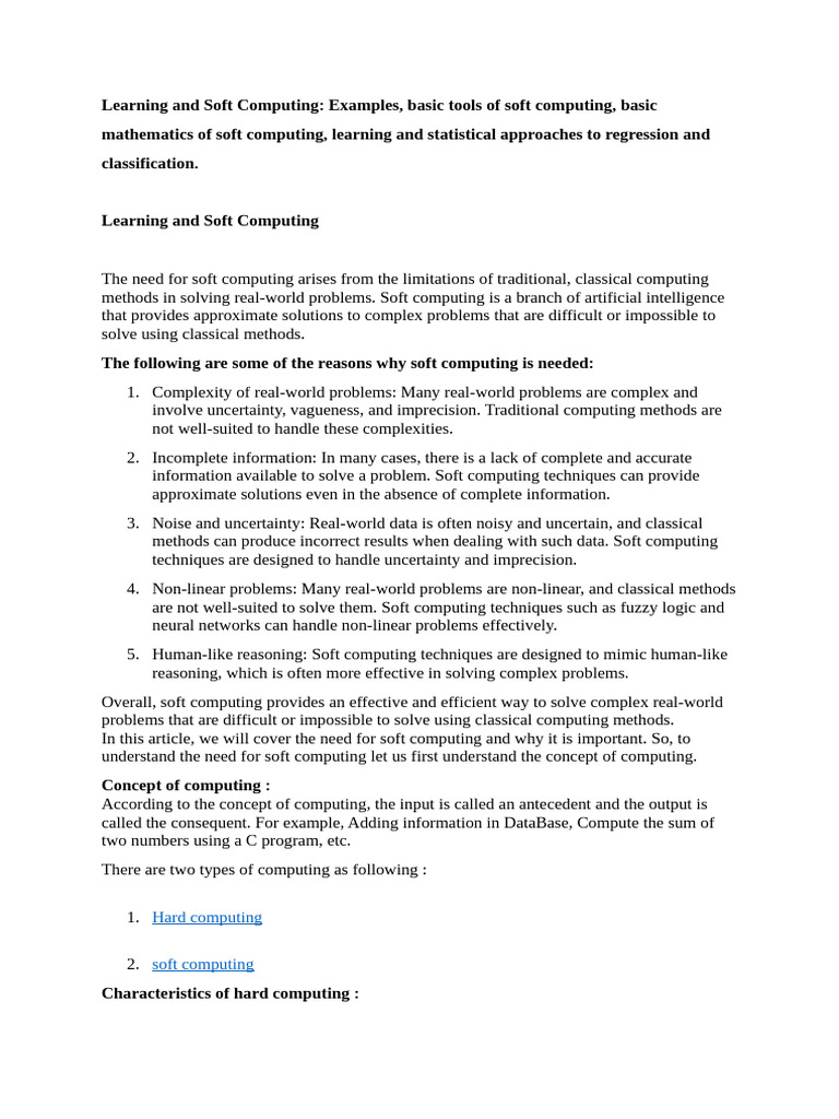 soft computing | PDF | Regression Analysis | Fuzzy Logic