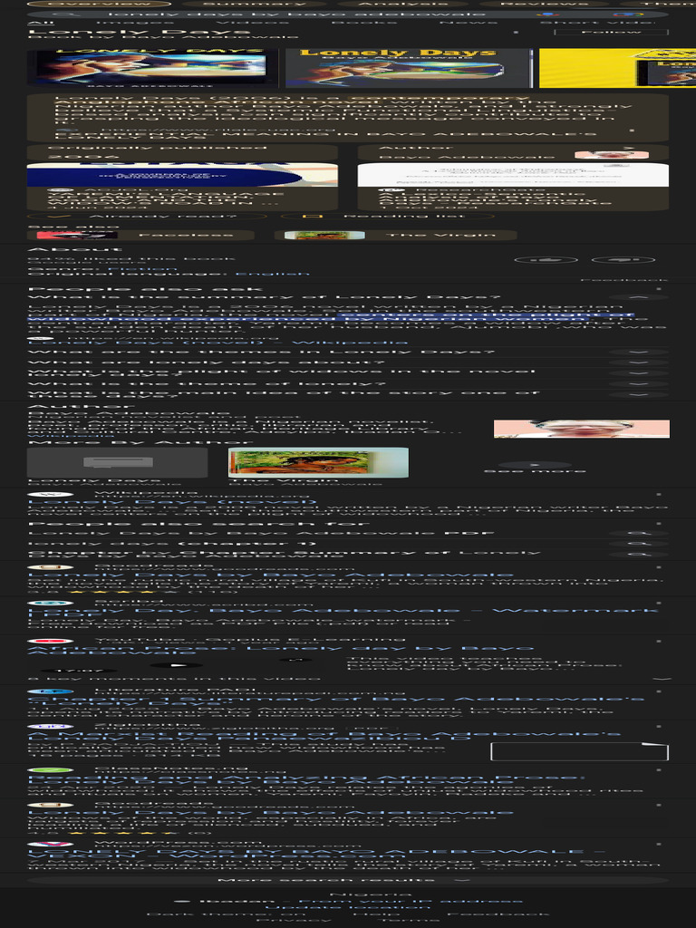 Lonely Days by Bayo Adebowale - Google Search | PDF