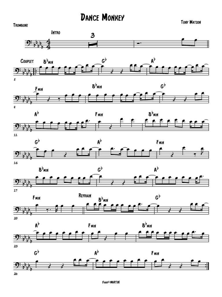 Dance Monkey Simple Trombone | PDF