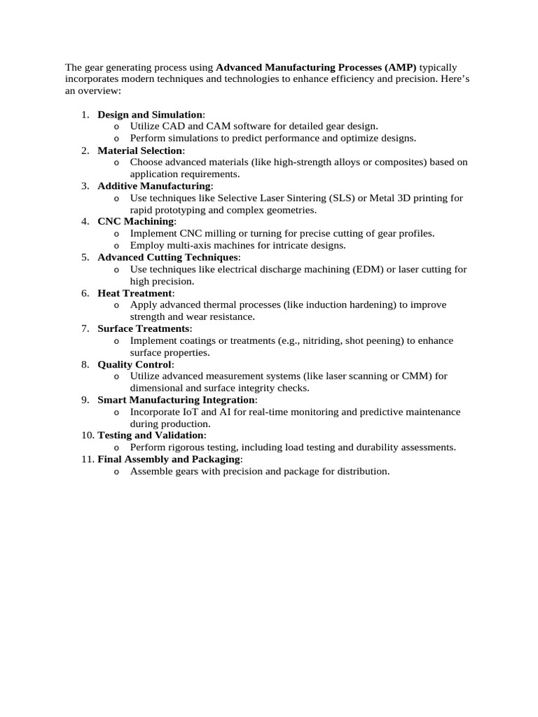 Advanced Gear Manufacturing Techniques | PDF