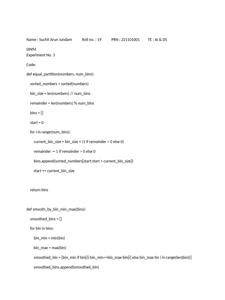 Experiment 3: Data Binning and Smoothing | PDF