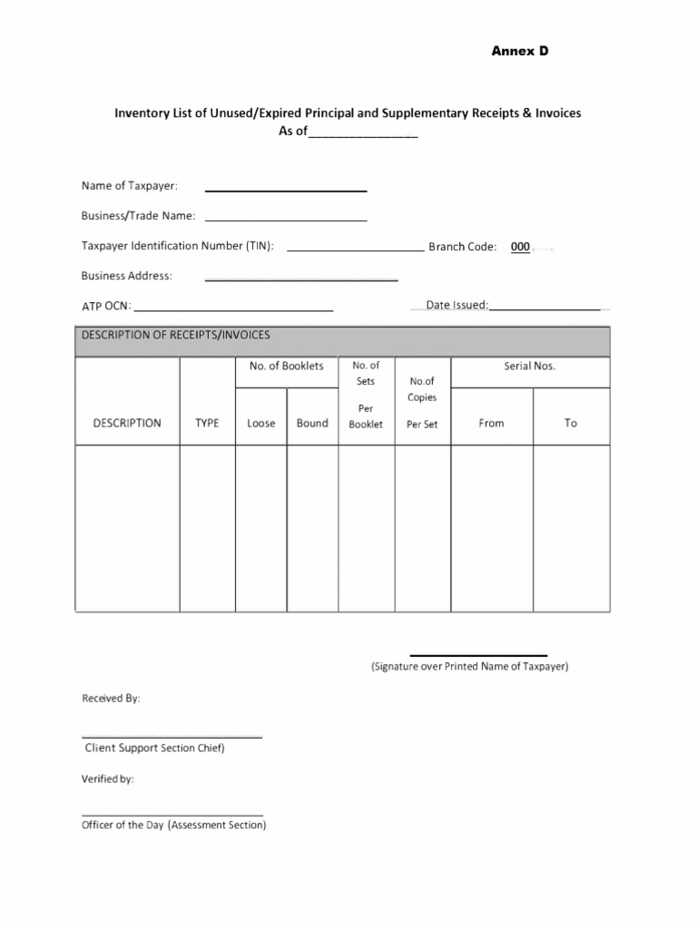 Inventory List Form | PDF