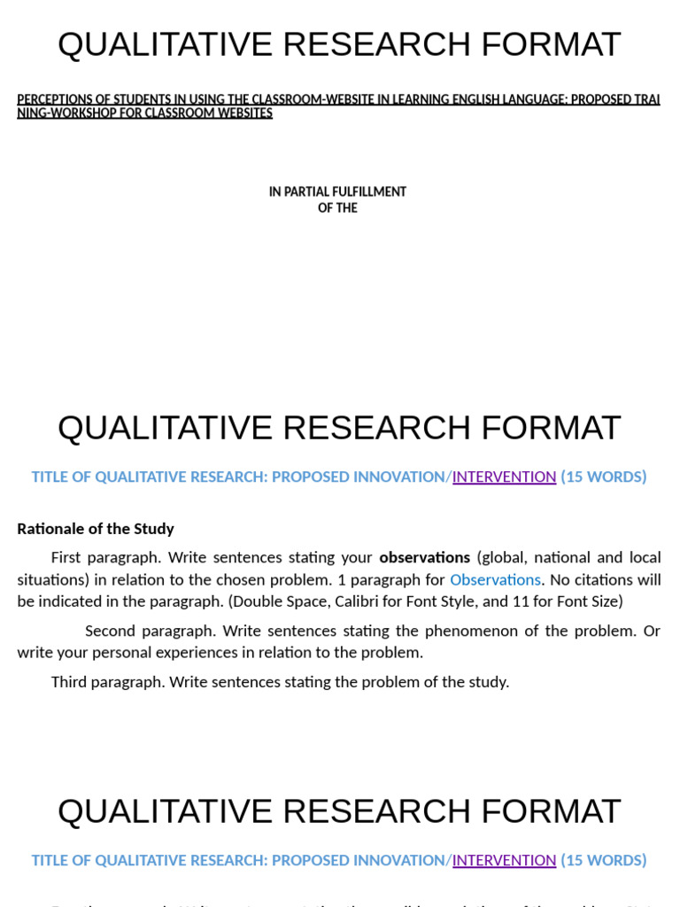 Qualitative Research Format | PDF | Qualitative Research ...