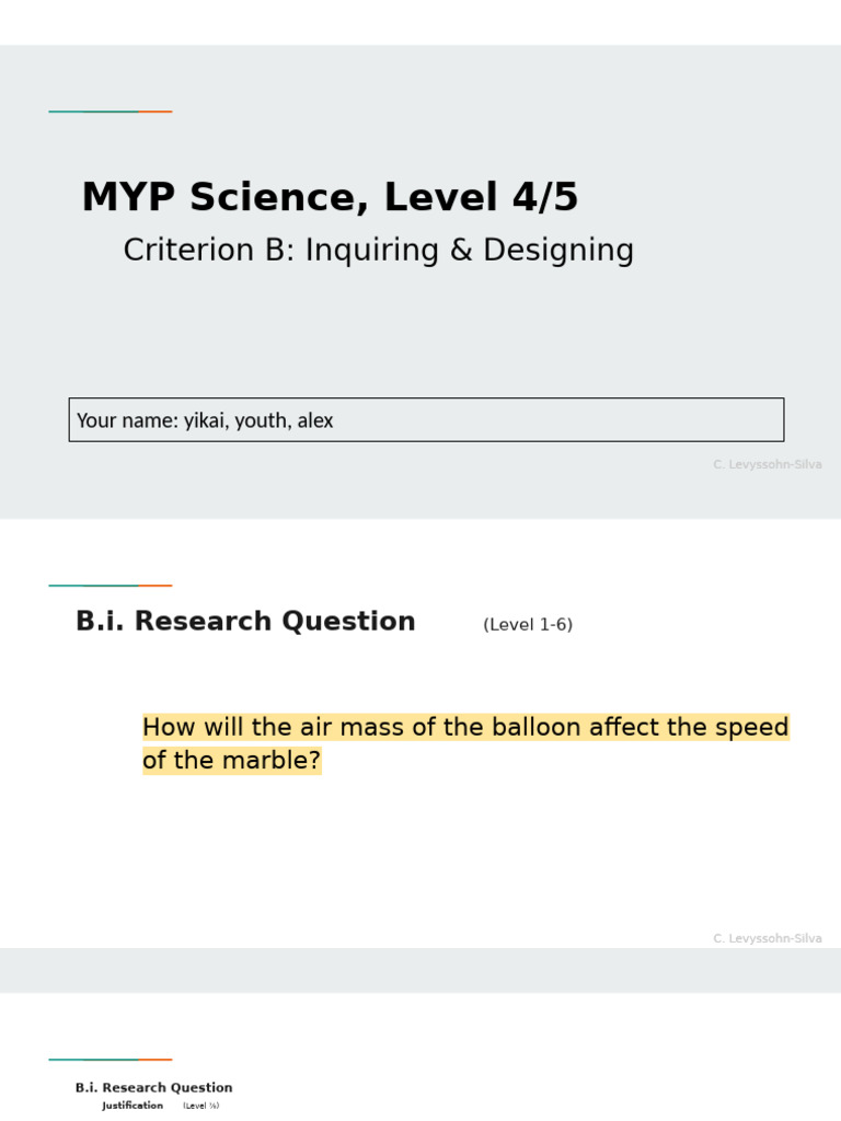 MYP Crit B Level 4 - 5 - Lab Report | PDF | Force | Mass