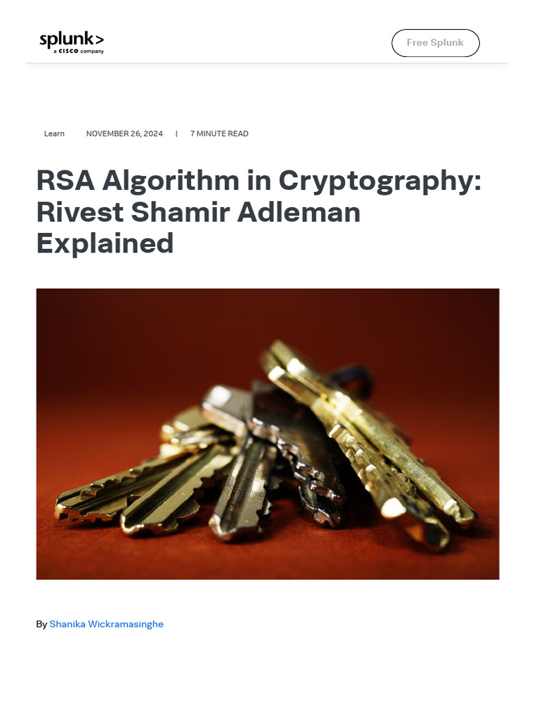 RSA Algorithm in Cryptography - Rivest Shamir Adleman Explained - Splunk | PDF | Key ...