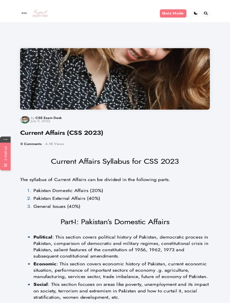 Current Affairs (CSS 2023) - CSS Exam Desk | PDF | Pakistan | State Of ...