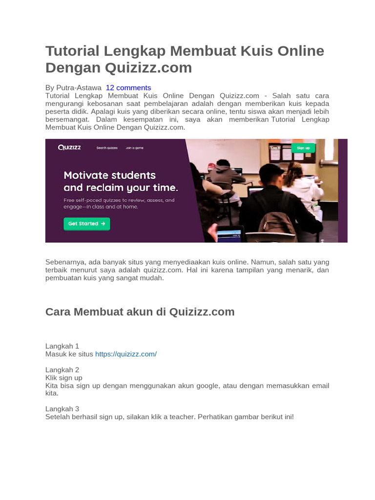 TUTORIAL MEMBUAT QUIZZIZ | PDF