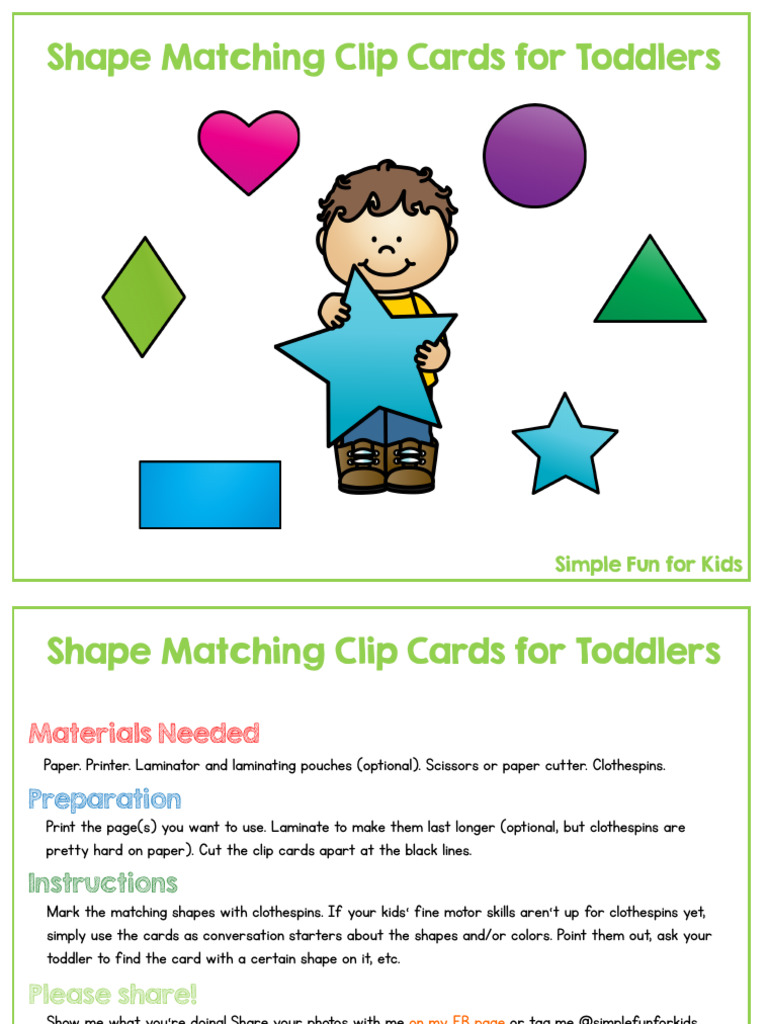 Shape Matching Clip Cards for Kids | PDF