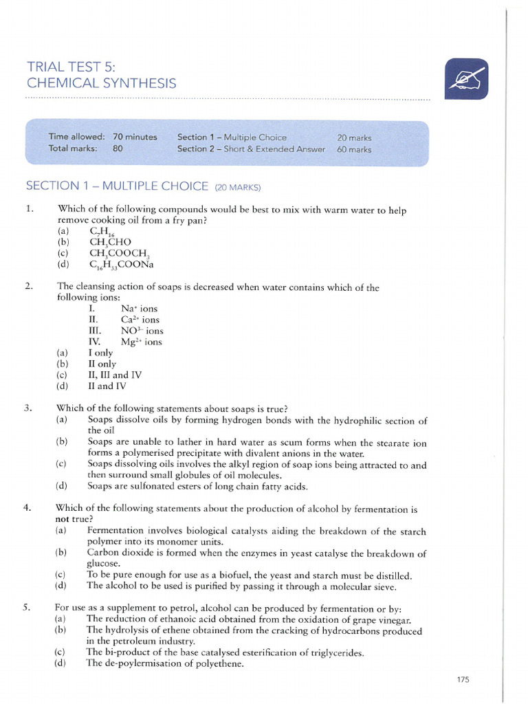 6.15 Chemical Synthesis Trial Test + Ans | PDF