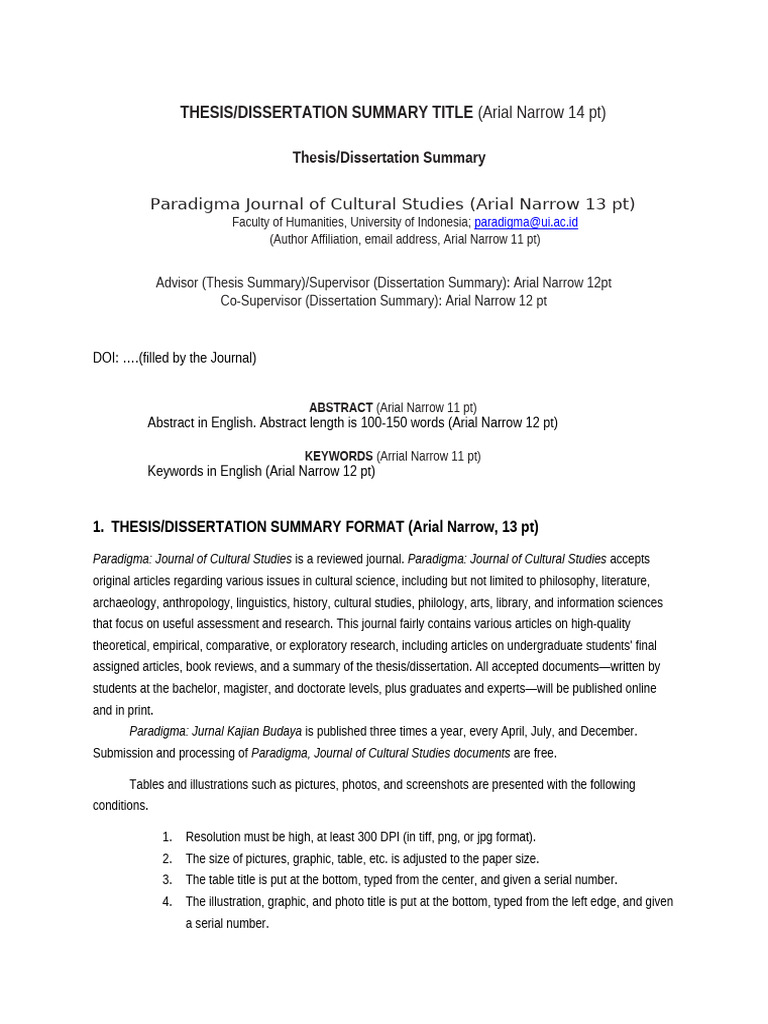 Thesis Dissertation Summary | PDF | Thesis | Citation