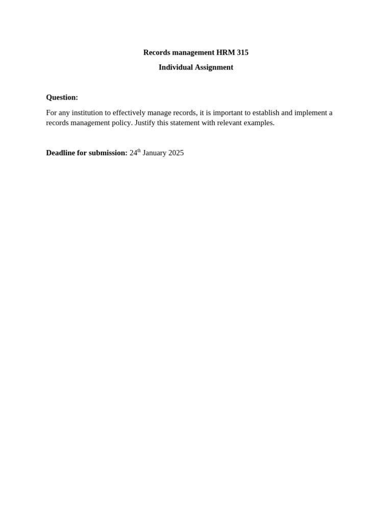 Assignment Records Management Evening | PDF