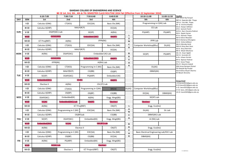 BE CE Class Schedule Fall 2024 | PDF