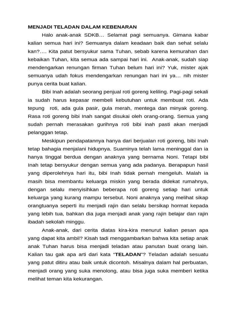 Menjadi Teladan dalam Kebaikan | PDF