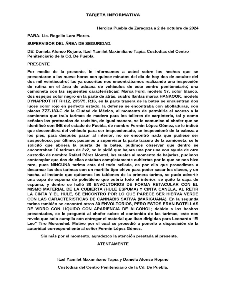 Tarjeta Informativa | PDF
