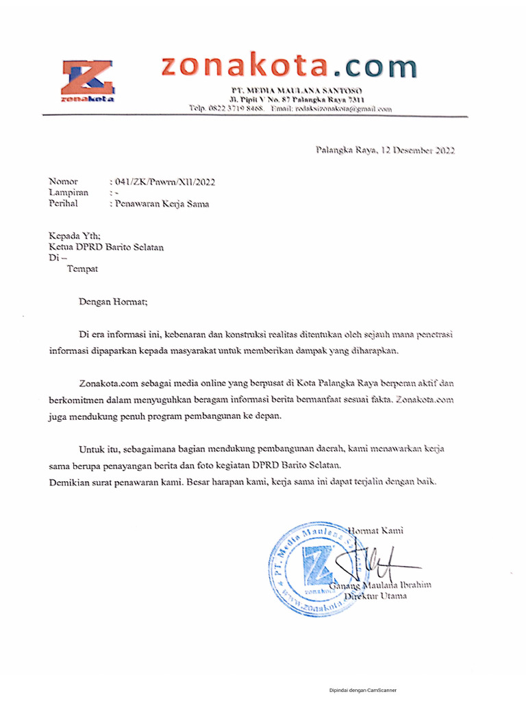 Penawaran ZK-DPRD Barsel | PDF