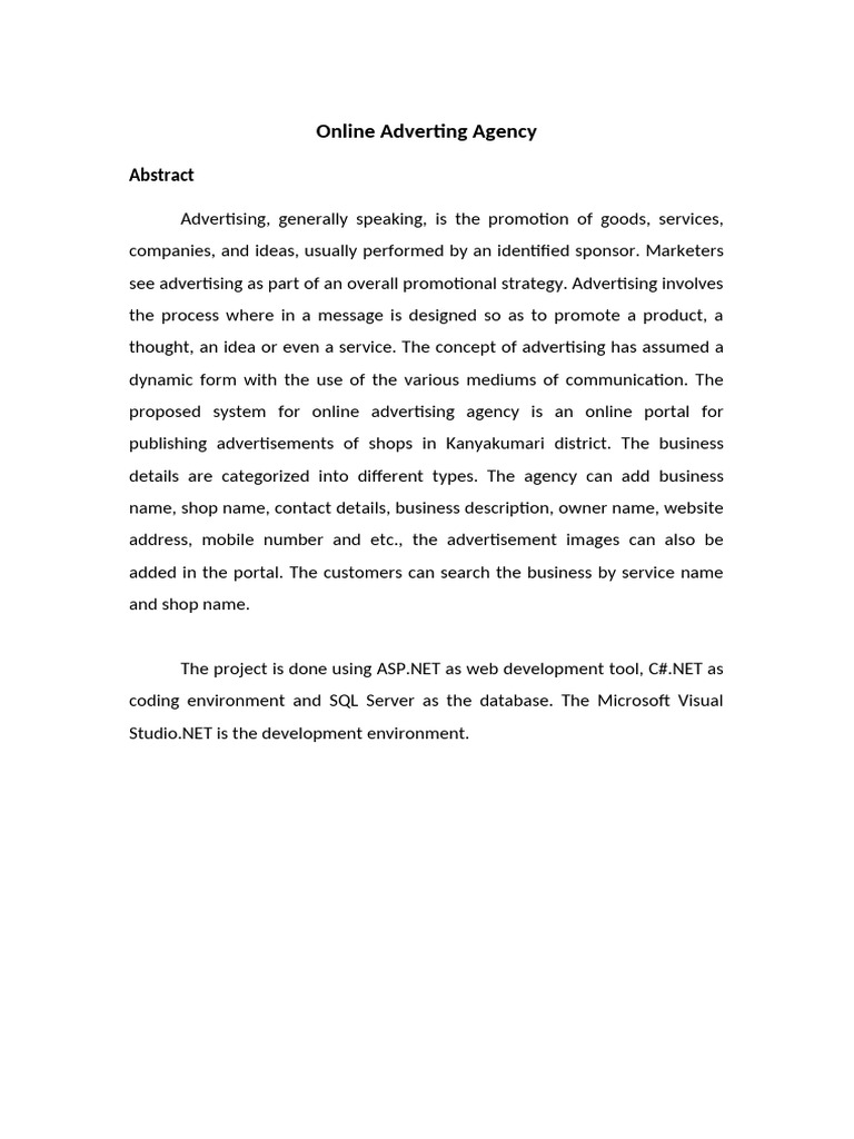2 - Abstract - Online Adverting Agency | PDF