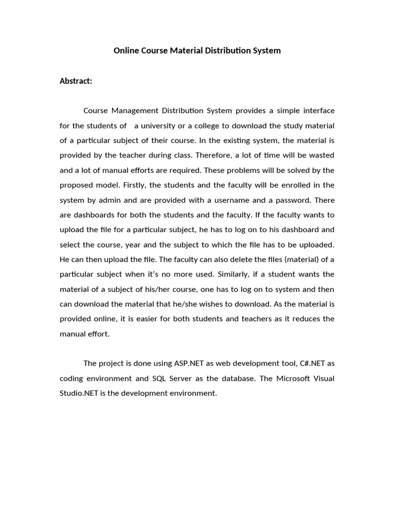 Online Course Material Distribution System | PDF