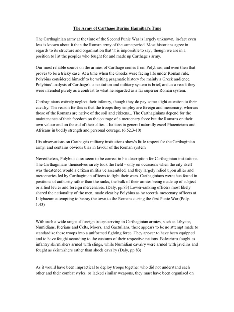 The Army of Carthage During Hannibal | PDF | Hannibal | Punic Wars