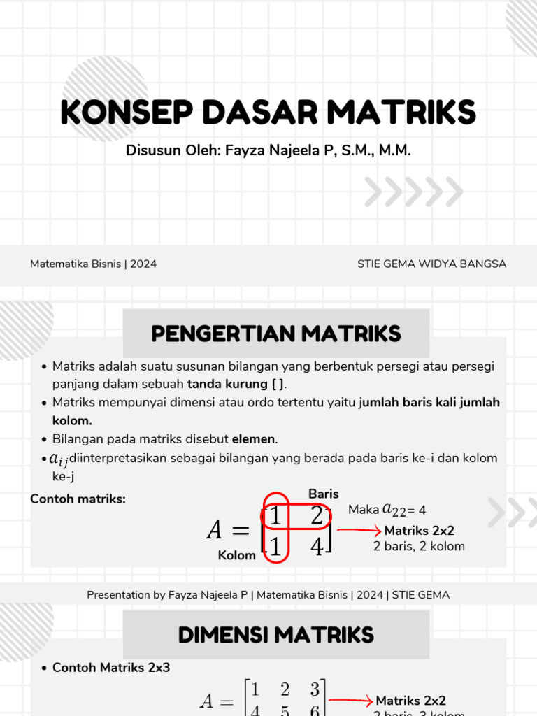 Konsep Dasar Matriks | PDF