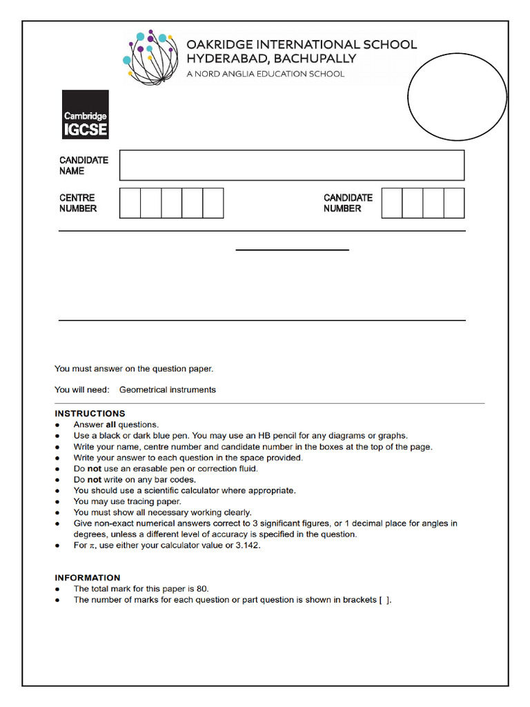 Cambridge IGCSE Preboard Exam 2024-25 | PDF