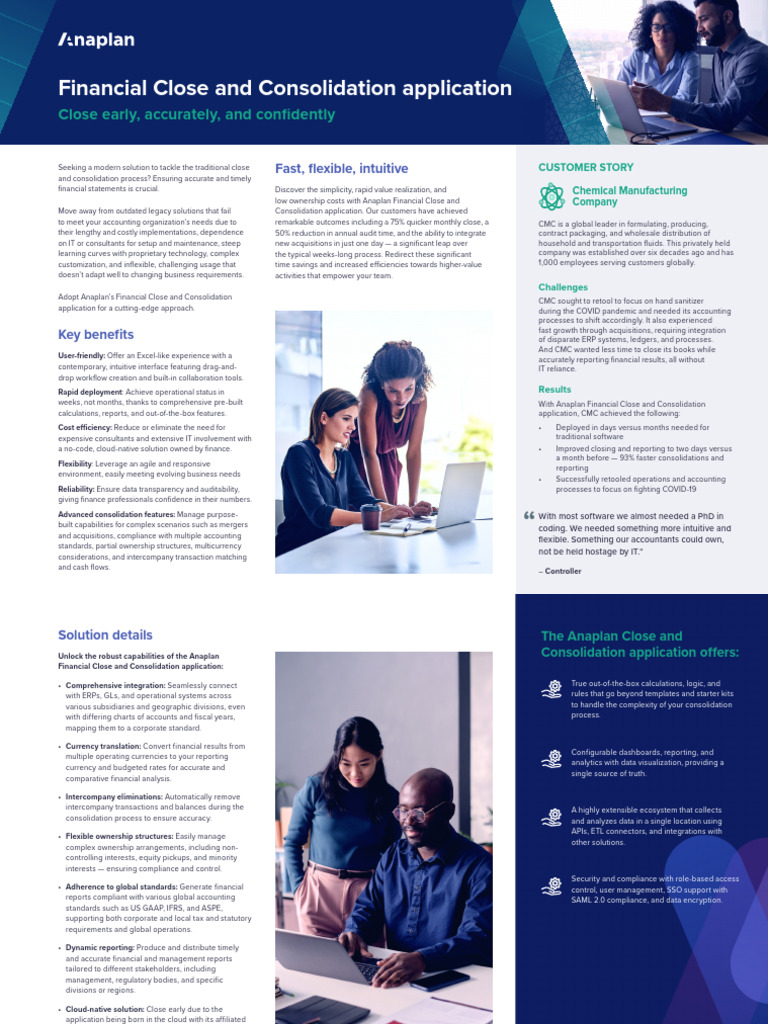 Anaplan Financial Close and Consolidation Application Datasheet | PDF ...