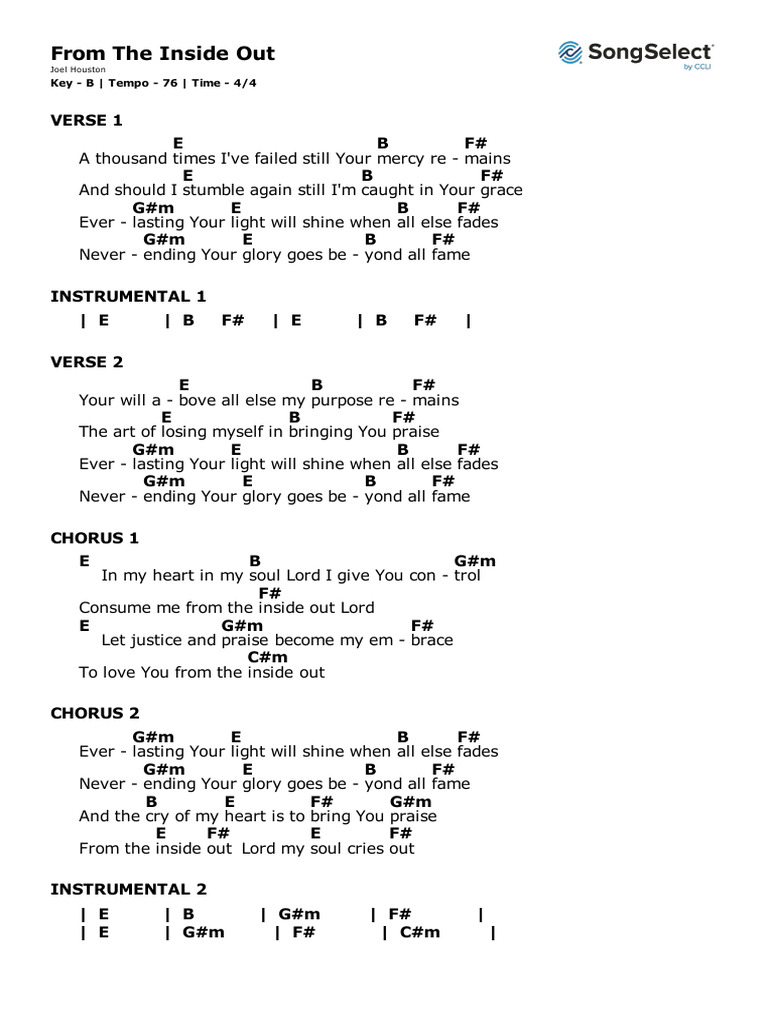 From The Inside Out-chords-B | PDF