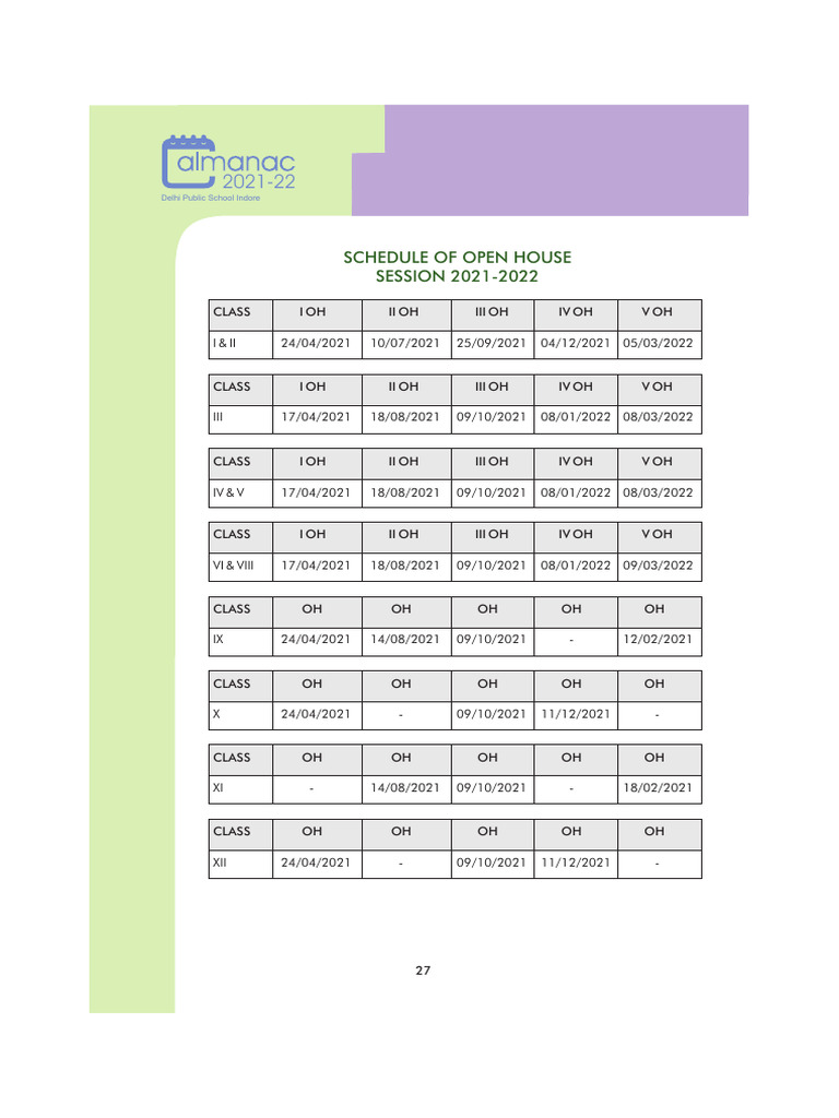 Circular - 20210405164149 - Schedule - of - Open - House 2 | PDF
