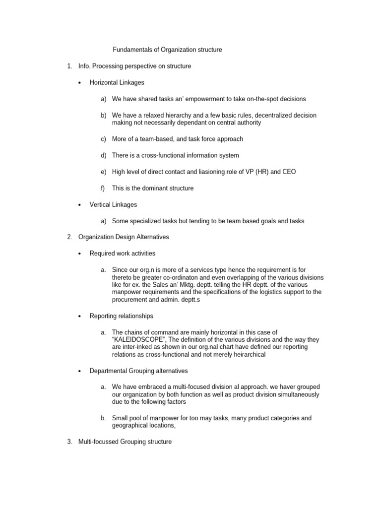 Fundamentals of Organization structure | PDF | Human Resources | Business