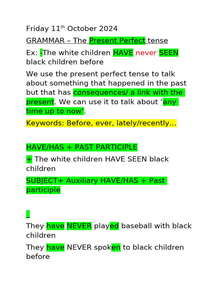 Understanding Present Perfect Tense | PDF