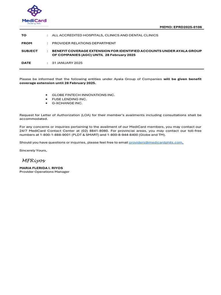 External Memo_Extension of Identified Accounts Under Ayala Group of ...