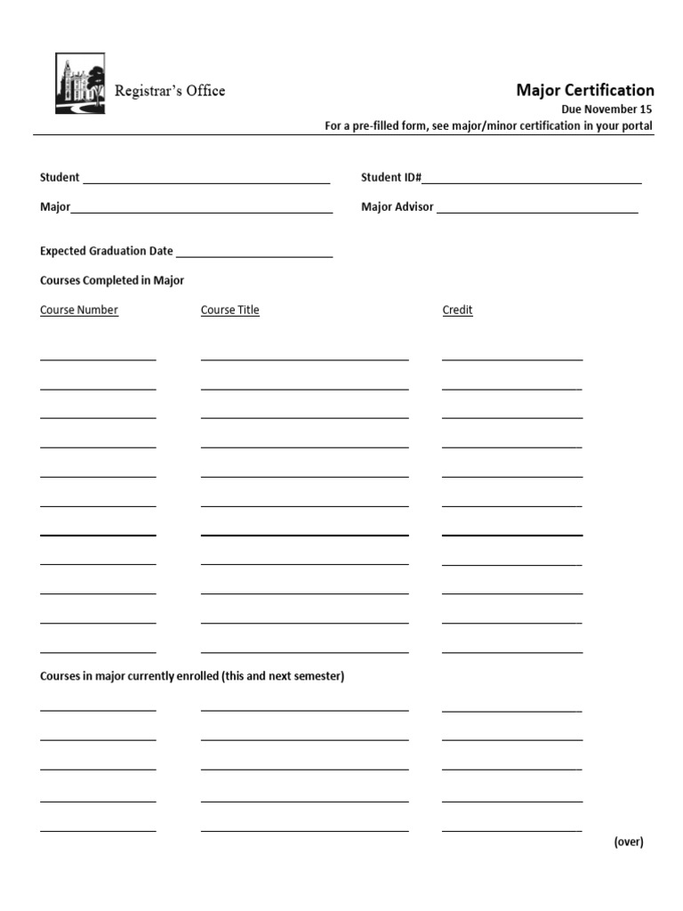 DePauw University Major Certification Form | PDF | Authentication