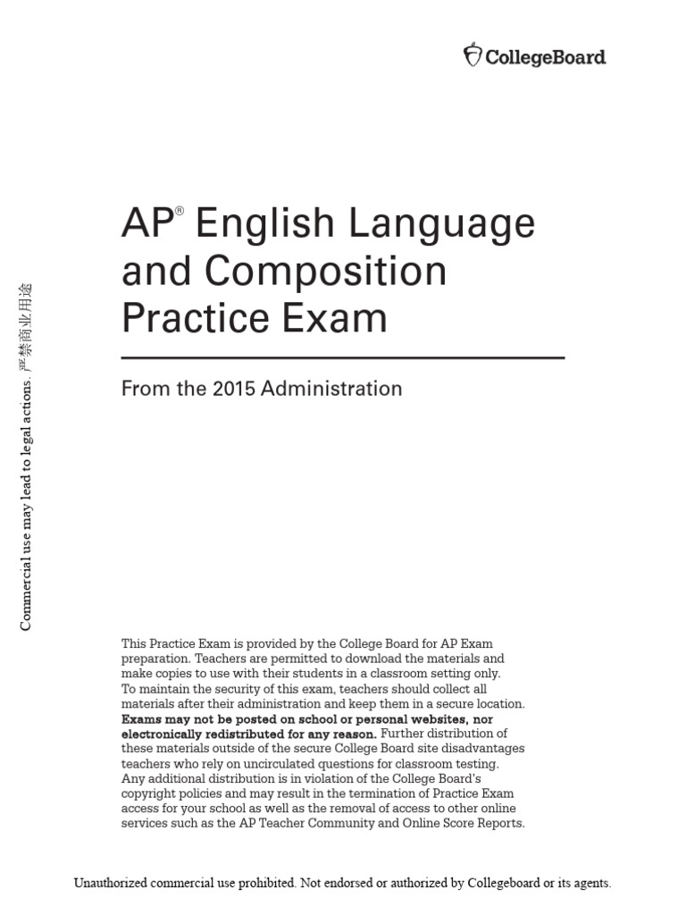 AP Lang 2015 | PDF | Multiple Choice | Advanced Placement