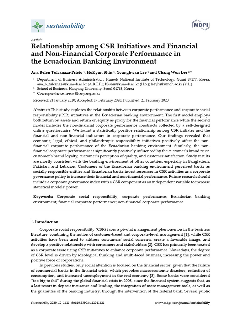 Relationship Among CSR Initiatives and Financial Performance | PDF | Corporate Social ...