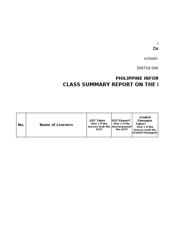 Grade 7 Reading Level Summary Report | PDF | Government Related ...