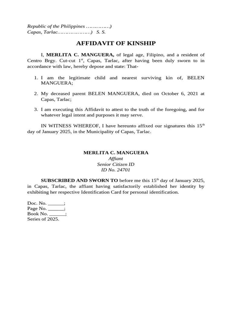 Affidavit of Kinship | PDF
