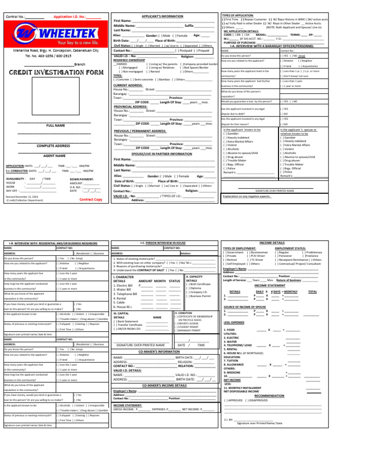 Revised Credit Investigation Forms | PDF | Identity Document