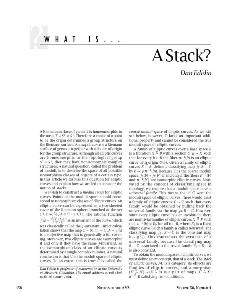 Understanding Stacks in Elliptic Curves | PDF | Mathematics ...