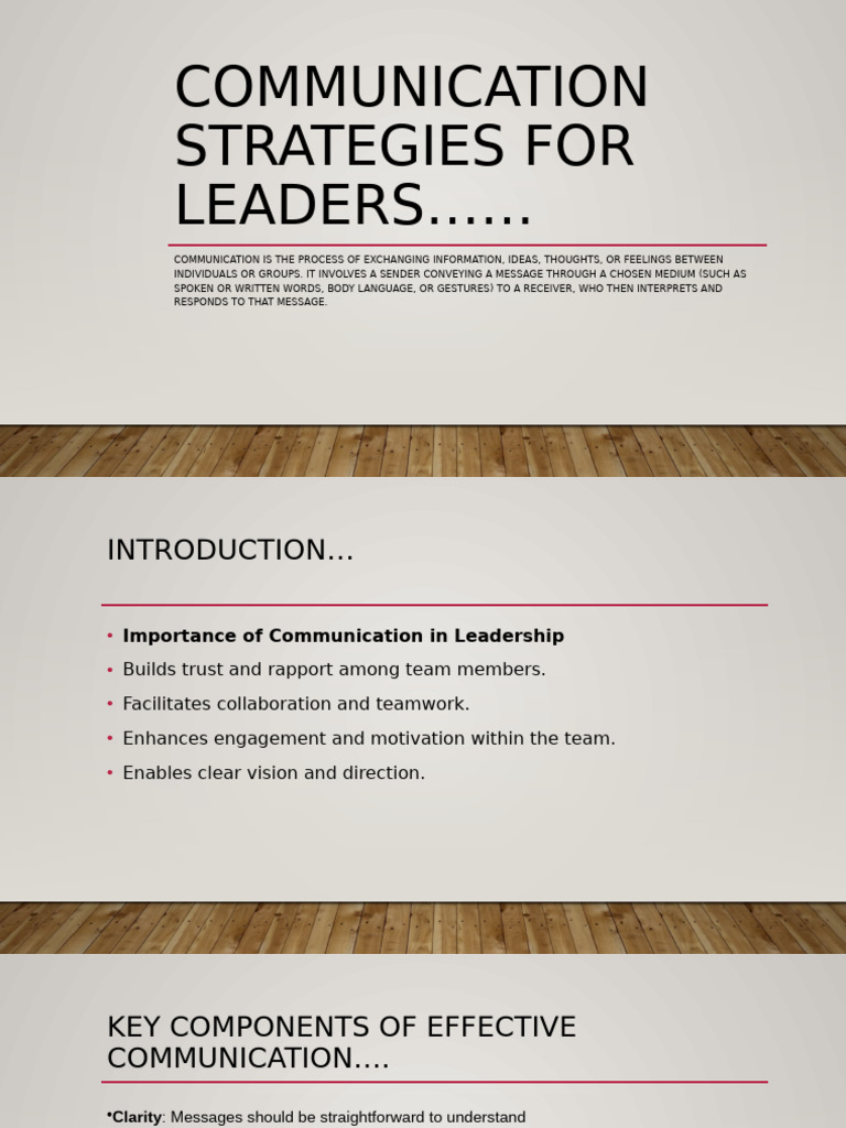 Communication Strategies For Leaders | PDF | Communication | Nonverbal ...