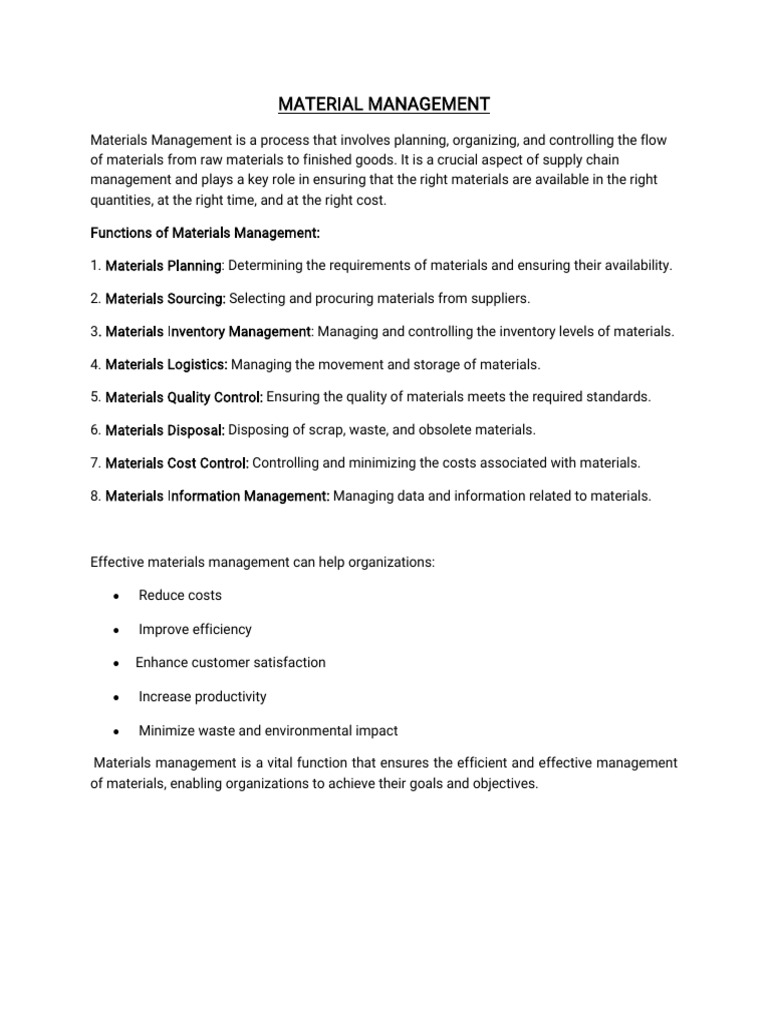 Material Management | PDF