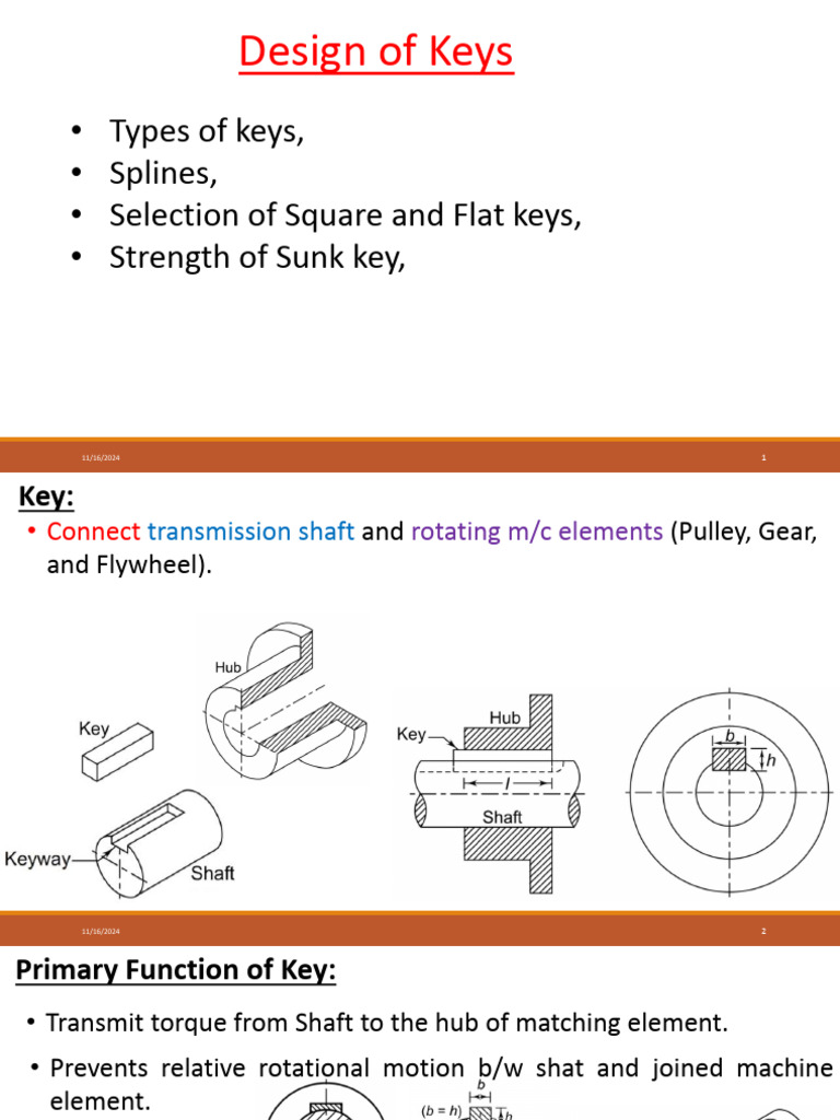 L-24 Design of Keys PDF | PDF | Mechanical Engineering | Manufactured Goods