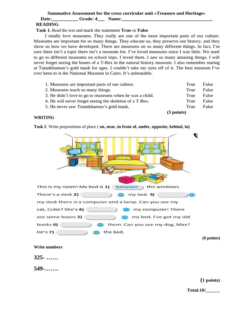 Grade 4 Treasure and Heritage Assessment | PDF