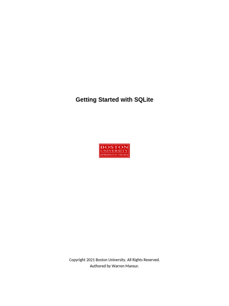 Getting Started With SQLite | PDF | Databases | Parameter (Computer Programming)