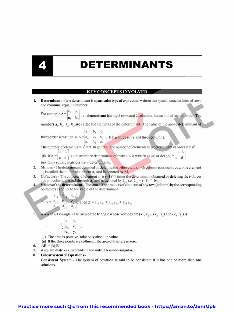Class 12 Maths Formula Chapter-4dgdg | PDF