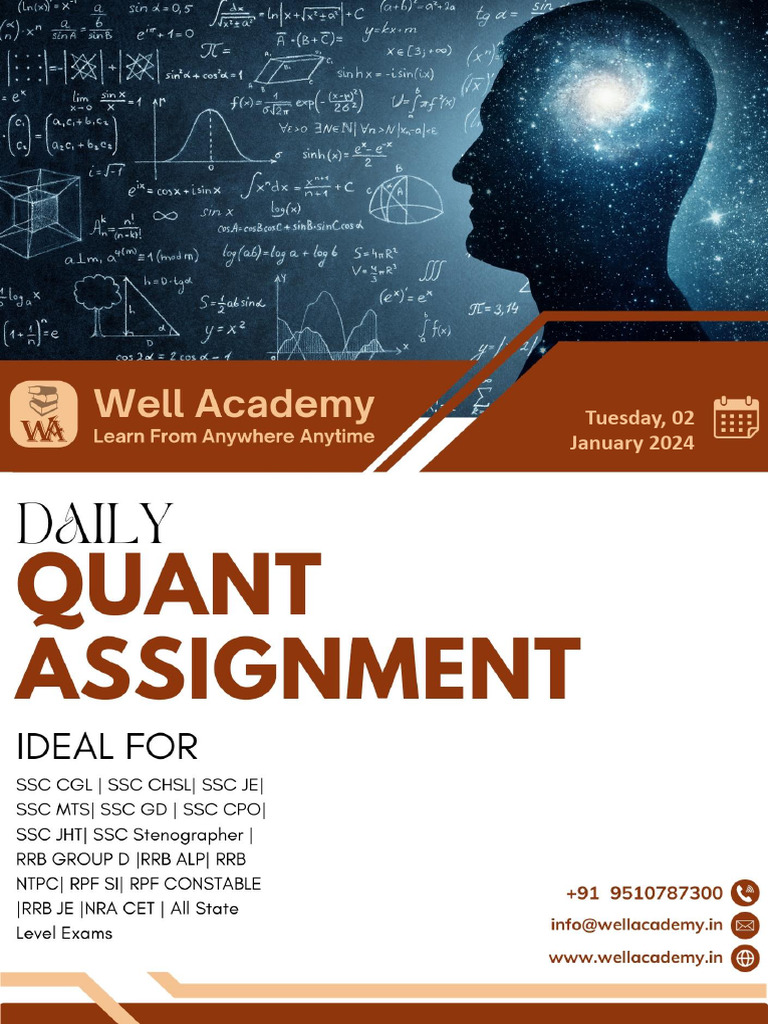 02-Jan-24 - 23CF8C - Well Academy - Daily SSC Quant Assignment-E | PDF