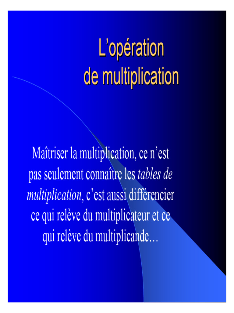 Comprendre l'opération de multiplication | PDF | Multiplication ...