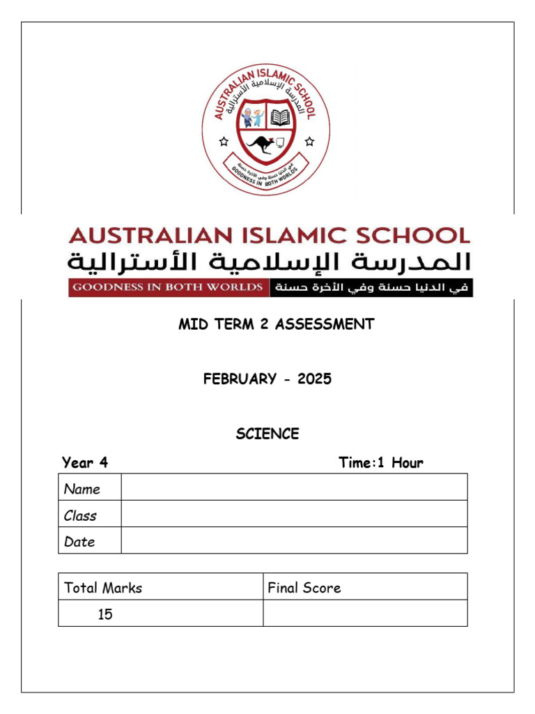 Grade 4 Science Mid-Term Assessment | PDF | Water | Ice