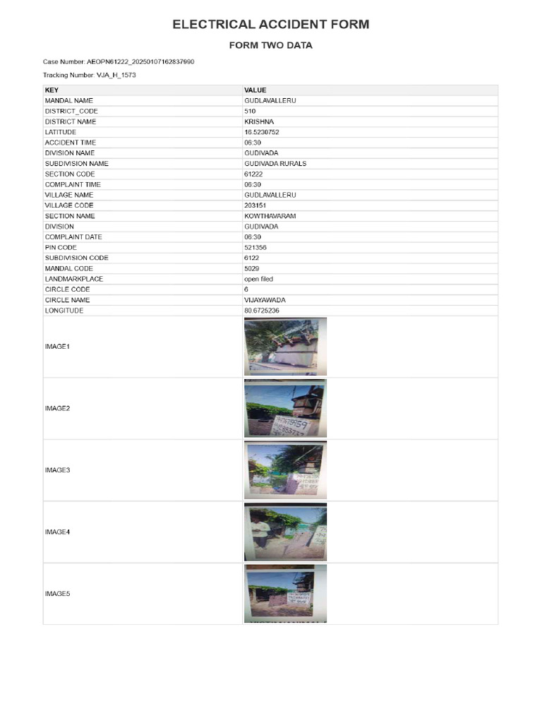 Electrical Accident Form | PDF