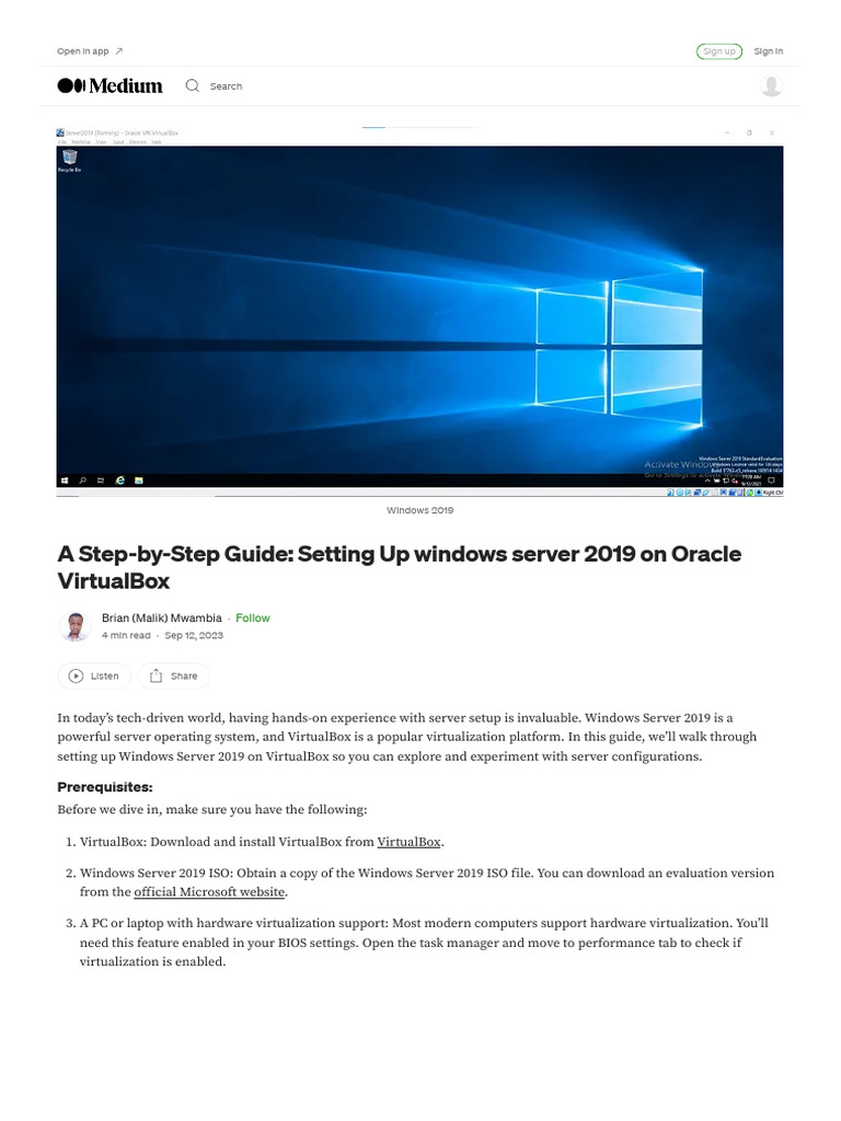 A Step-by-Step Guide - Setting Up Windows Server 2019 On Oracle VirtualBox - by Brian (Malik ...